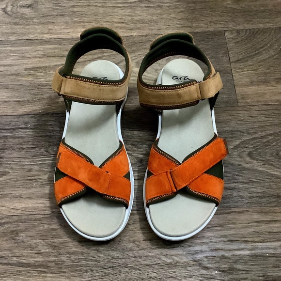 Ara | Shoes | Ara High Soft Sandals Ankle Strap With Adjustable Front ...